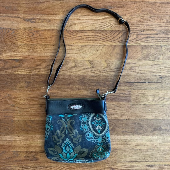Spartina 449 | Bags | Spartina 449 Crossbody Purse Brown Blue Leather | Poshmark
